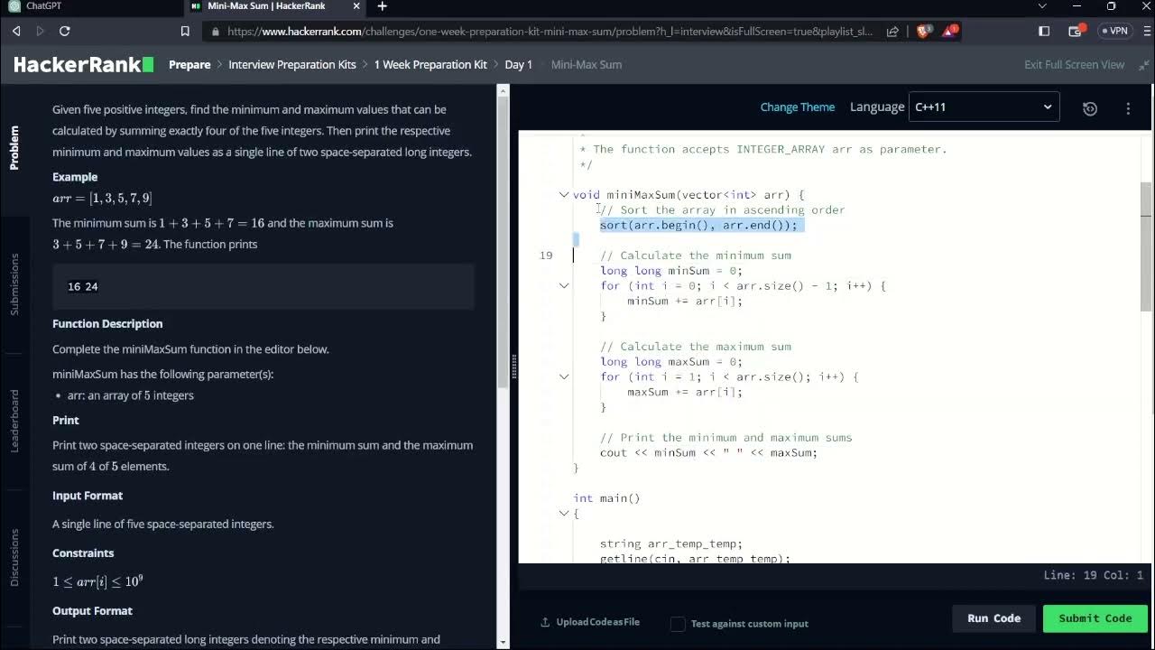 HackerRank Rank | 1-Week Preparation Kit - Day - 01| MiniMaxiSum - YouTube