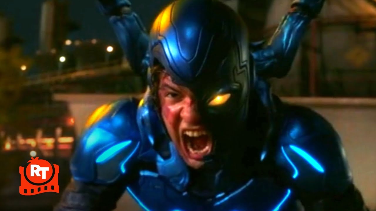Blue Beetle (2023) - Blue Beetle vs. OMAC Awesome Fight Scene - YouTube