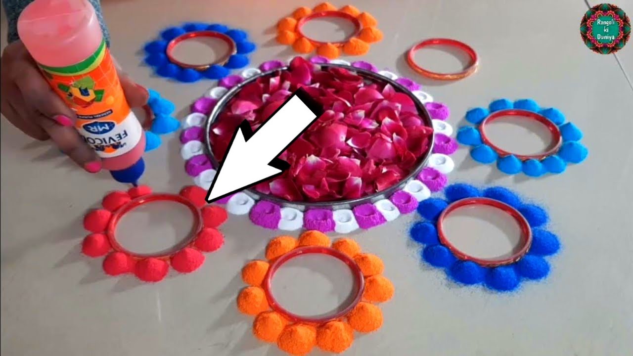 easy rangoli simple method Friday PADI Kollam pandaga Muggulu - YouTube