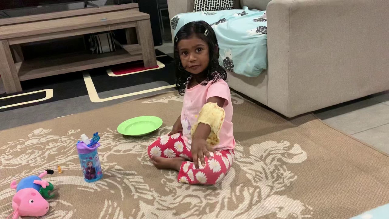 Funny toddler eating roti 👌👌 - YouTube