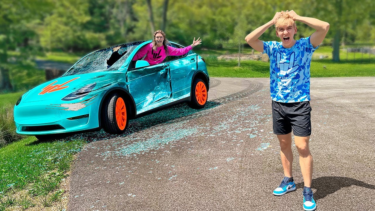 NEW Tesla Reveal Gone Wrong… My Sister Crashed!! - YouTube
