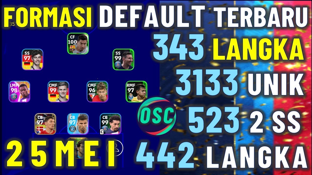 343 LANGKA !! FORMASI DEFAULT TERBARU SETELAH UPDATE 25 MEI EFOOTBALL ...