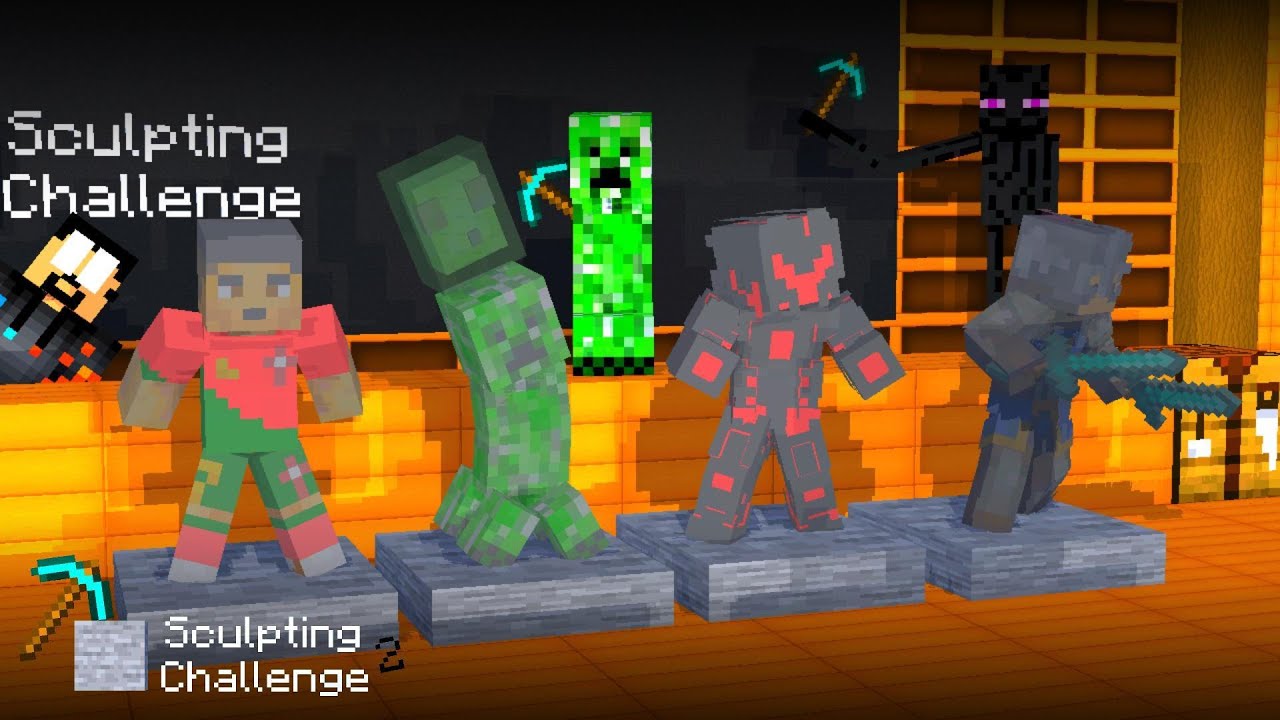 Monster School - Sculpting Challenge 2 - Minecraft Animation - YouTube