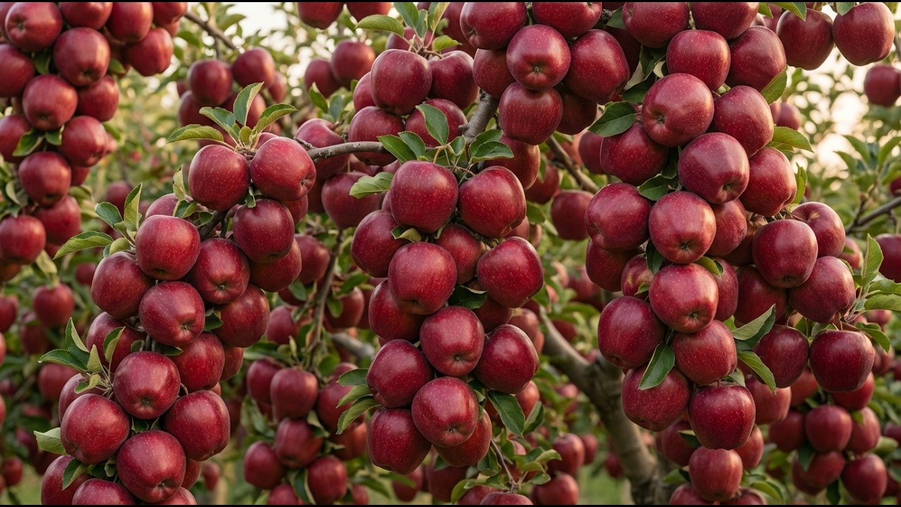How Apple Red Delicious Is Grown | From Green to Giant Deep Red Apples ...