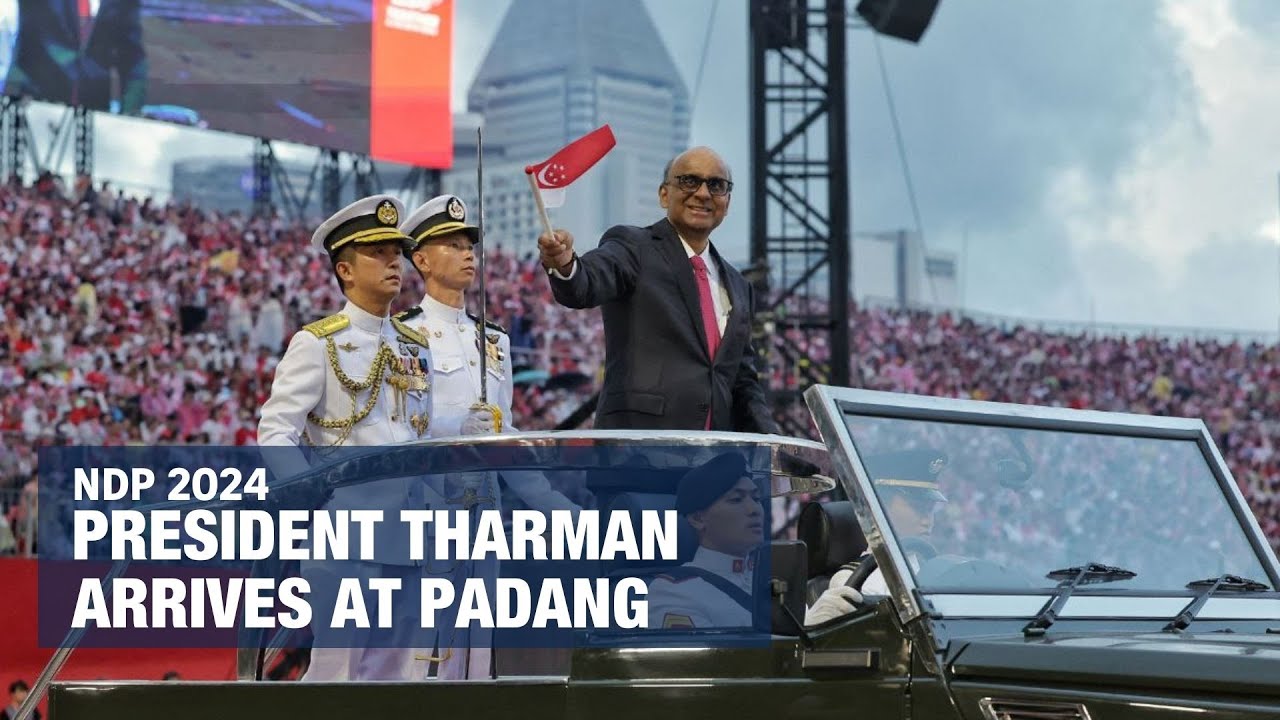 NDP 2024: President Tharman arrives at the Padang - YouTube