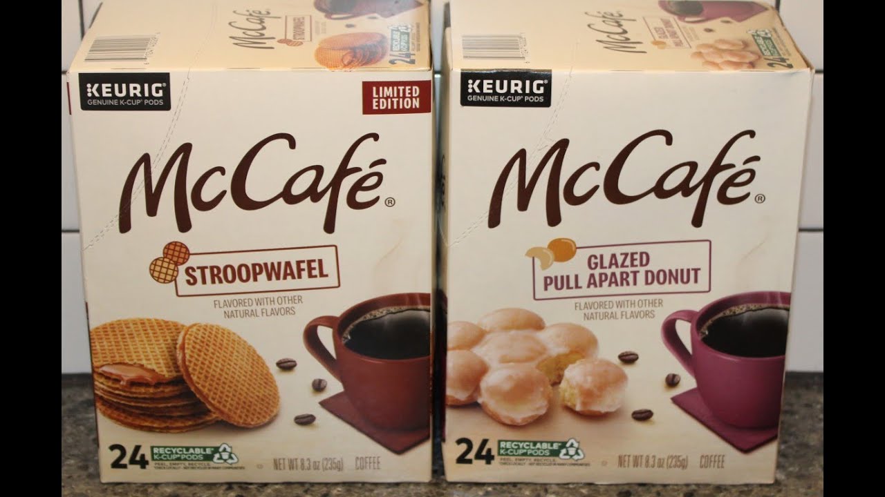 McCafe Coffee: Stroopwafel & Glazed Pull Apart Donut Review - YouTube
