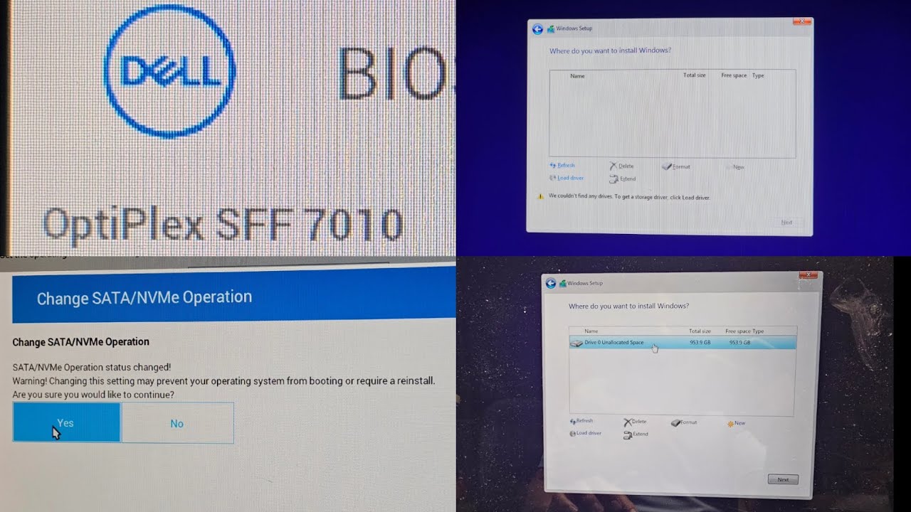 Dell OptiPlex SFF 7010 We Couldn't Find Any Drives. Windows 10 11 ...