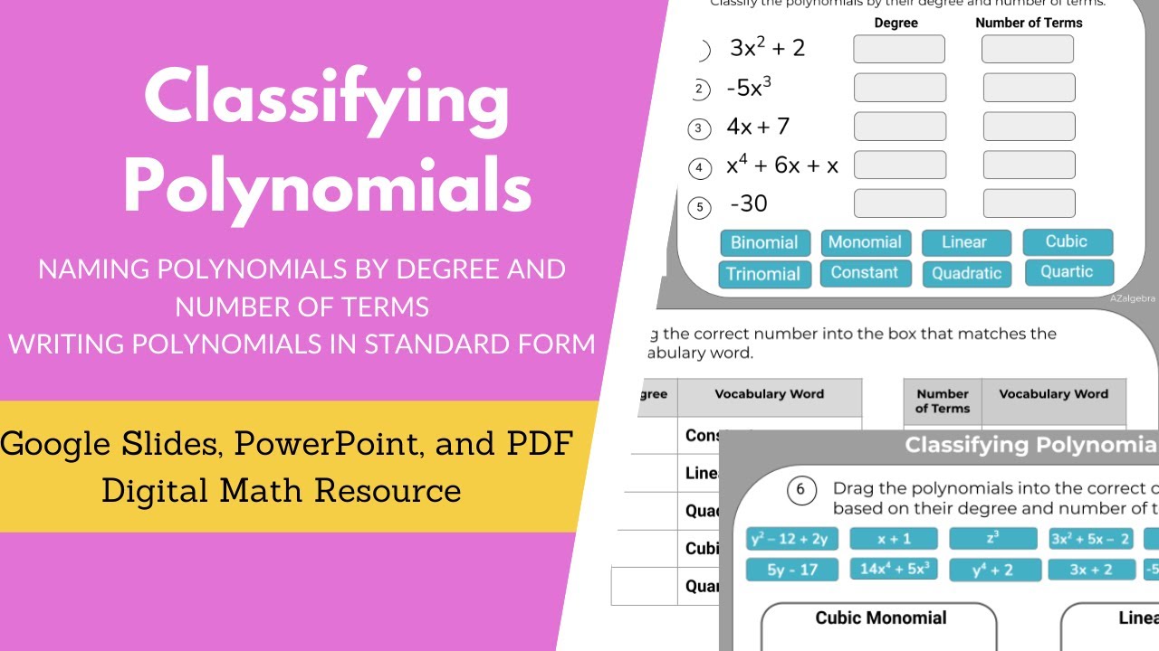 Classifying Polynomials Digital Math Resource | AZalgebra - YouTube