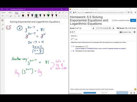 Solving Exponential and Logarithmic Equations Homework Problems (Part 1 ...