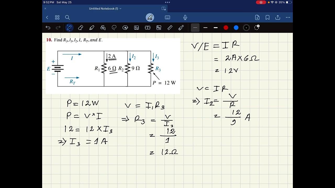 Parallel Circuit Practice Problem | Find 𝑅3, 𝐼3, 𝐼2, 𝐼, 𝑅𝑇, 𝑎𝑛𝑑 𝐸 | CSE250 - YouTube