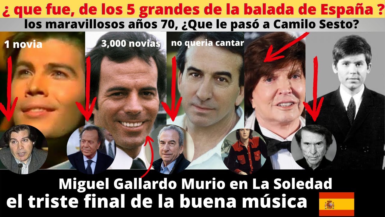 los 5 grandes cantantes españoles de los 70, Julio Iglesias, Gallardo ...