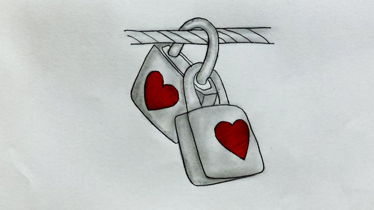Easy Pencil Drawing New Drawing Ideas Heart Lock Drawing - YouTube