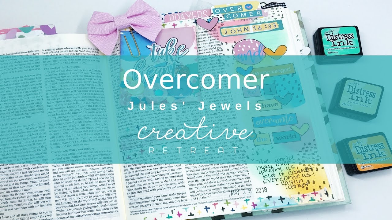 "Overcomer" Bible Journaling with Julie| June 2018 Faith Art Box - YouTube