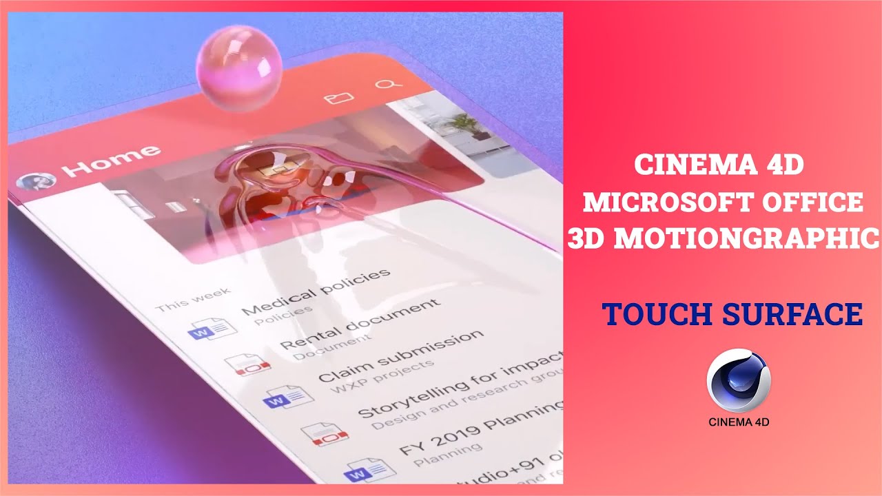 HOW TO CREATE The Microsoft Office app IN CINEMA 4D, TOUCH SURFACE ...