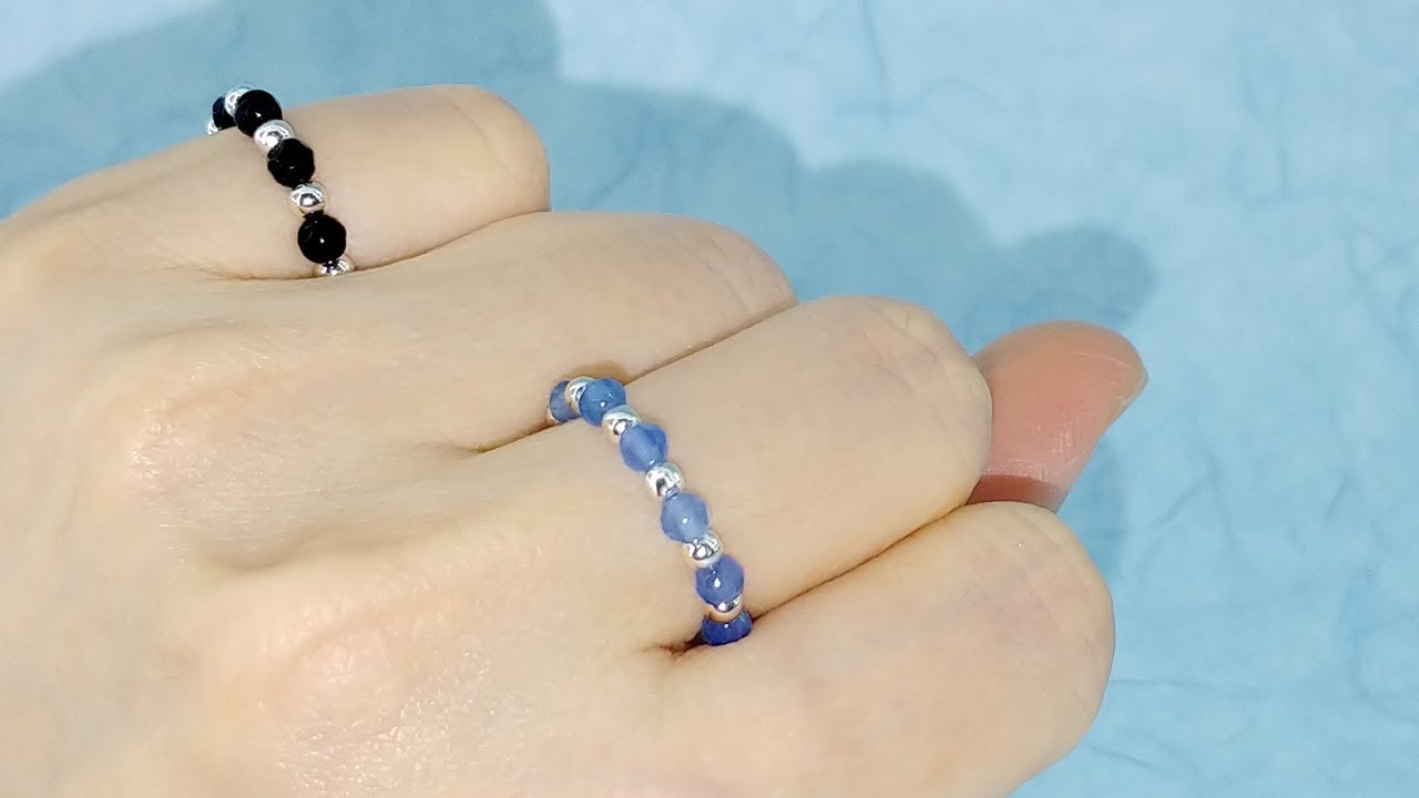 DIY Basic Elastic Cord Ring : Gemstone + Silver Ball Ring 은볼 원석반지 만들기 ...