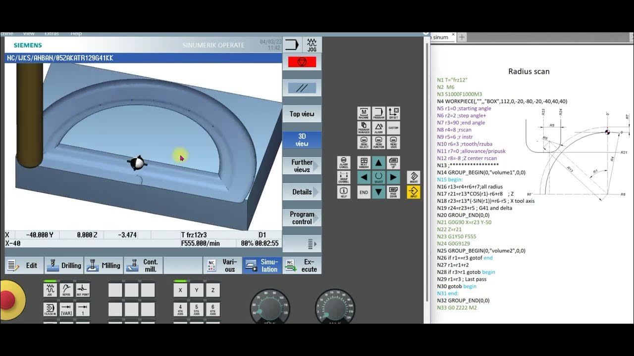 Sinumerik. Macro. Radius scanning. Radius contour. CNC practicum - YouTube