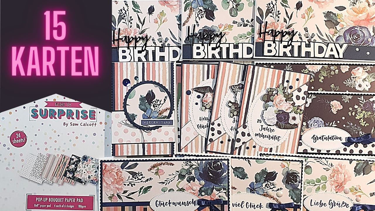 15 Karten aus 1 Block | Made to Suprise by Sam Calcott | Pop-up Bouquet ...