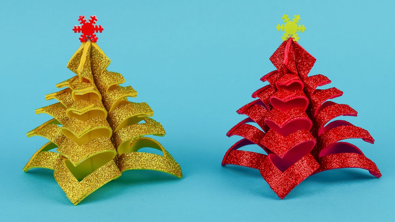 Christmas tree with glitter foam | How to make christmas tree | Christmas crafts - YouTube