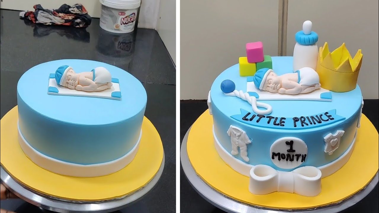 1 Months Baby Birthday Celebration Cake Design Idea | Mukesh Cake ...