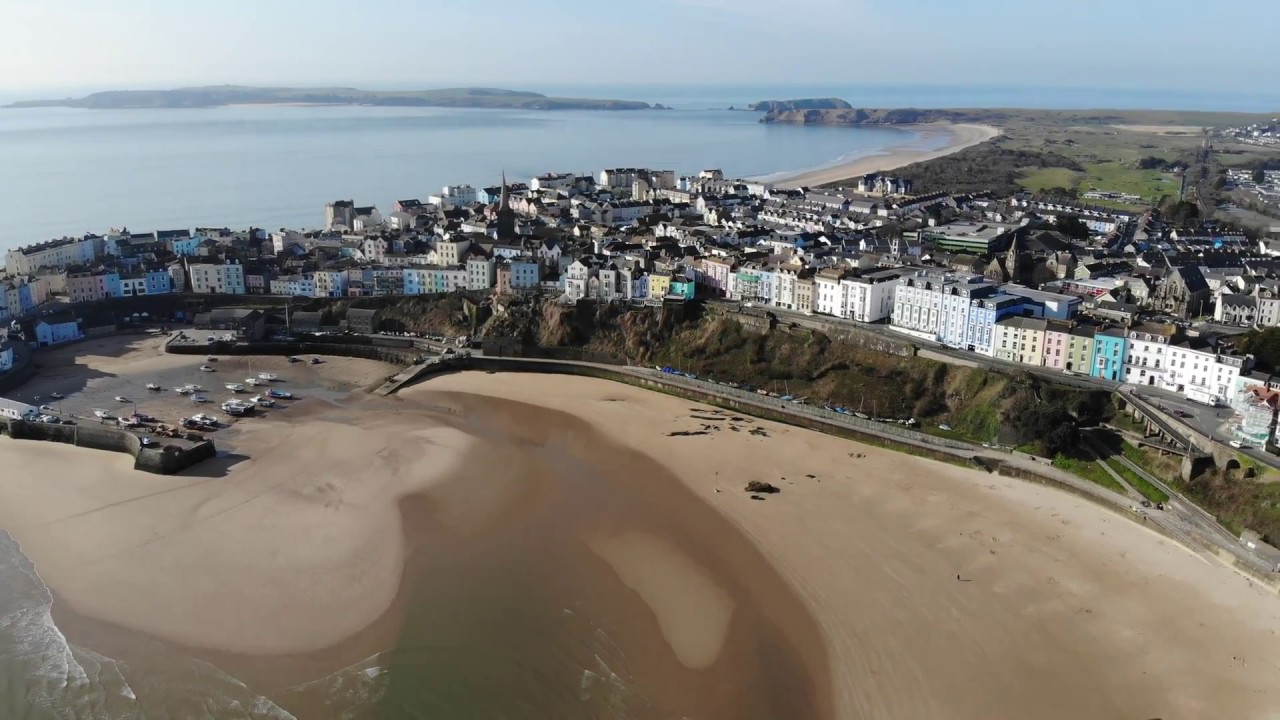 The beautiful town of Tenby - North beach aerial views 4k - via drone ...