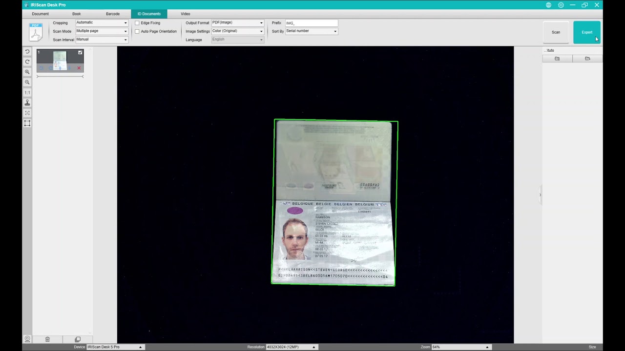 IRIScan Desk - How to scan a Passport - YouTube