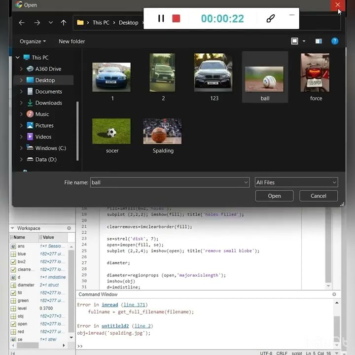 Measure an object diameter in an image by using MATLAB - YouTube