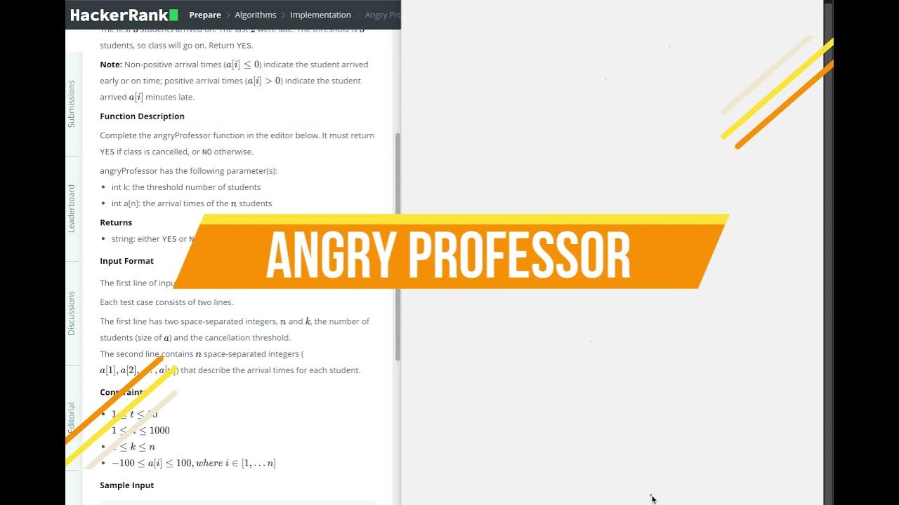 Solving Hackerrank "Angry Professor" in Java - YouTube