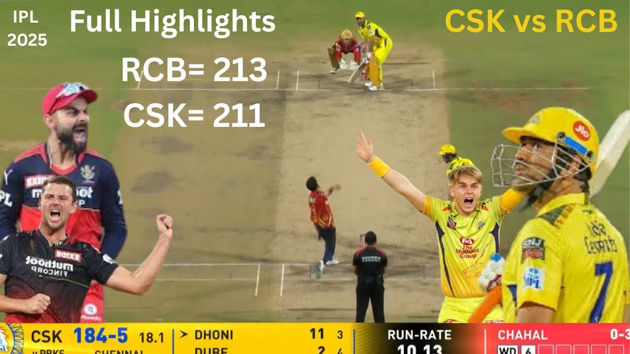 CSK vs RCB|Yesterday IPL Match Highlight 2025|IPL today match highlight ...