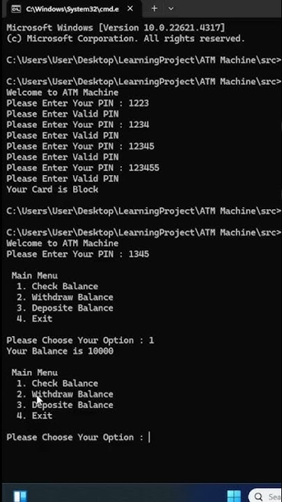 ATM Machine Using in java | how to create ATM machine programing in java - YouTube