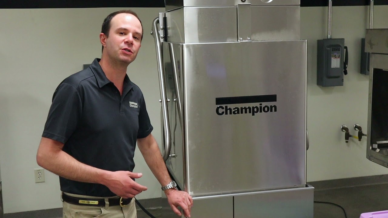 Champion Dish Machine - The Door Type DH6000 Series Start Up - YouTube