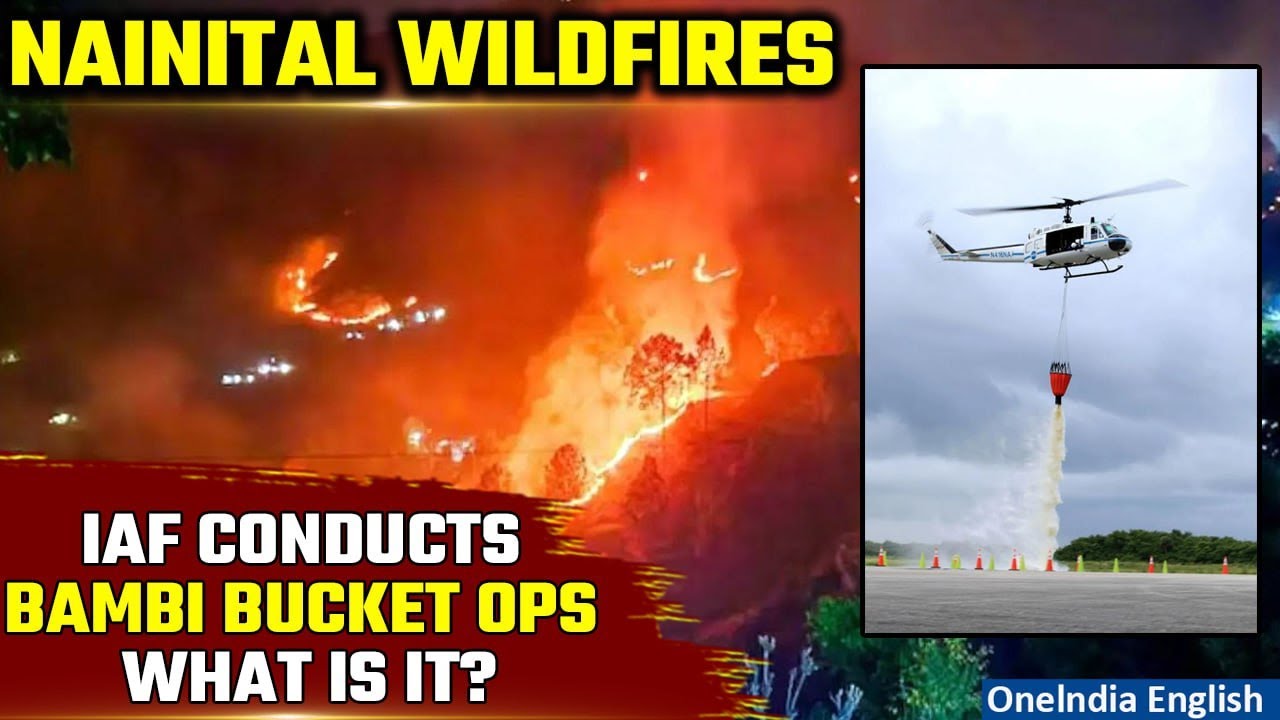 Nainital Forest Fire: Bambi Bucket being used by an IAF helicopter to fight forest fires ...