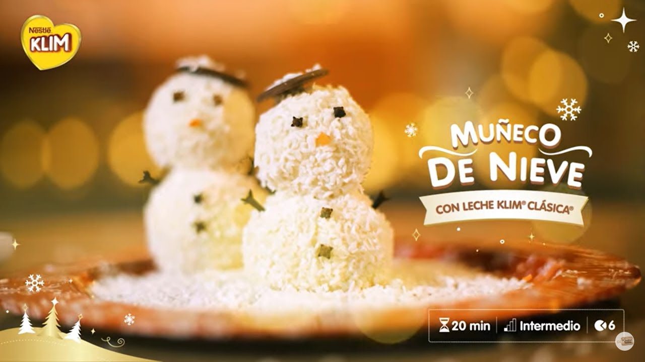 Fácil y rápido postre navideño de muñeco de nieve y KLIM® - YouTube