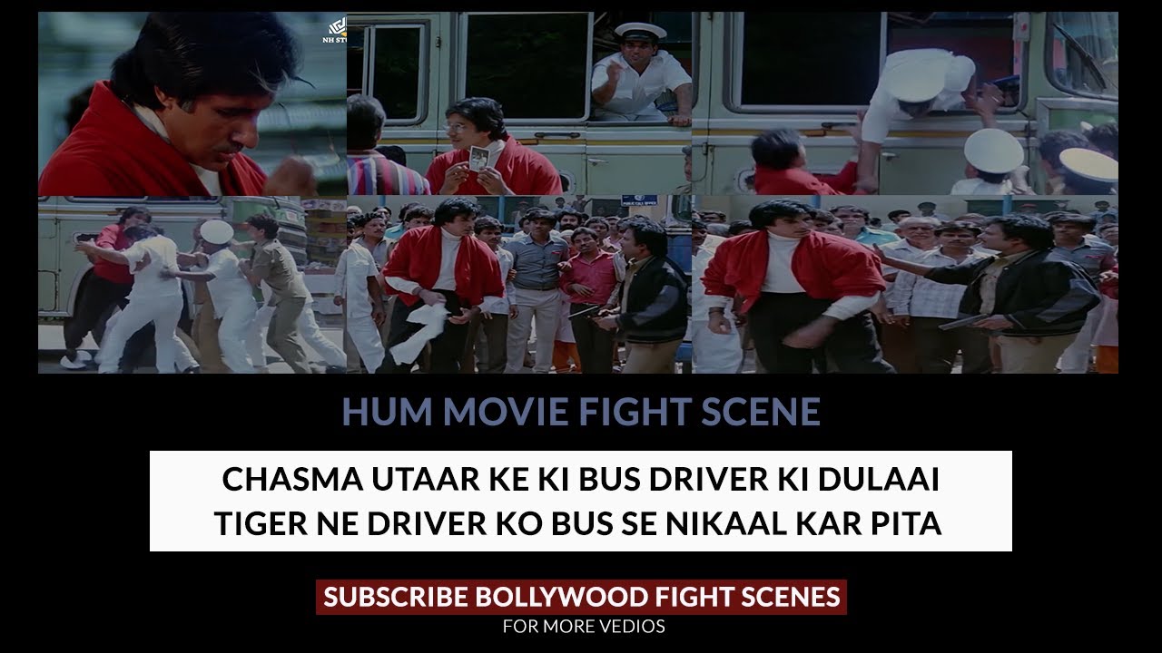 Hum 1991 Movie, Amithabh Bus Driver Fight Scene, #bollywoodfightscenes ...