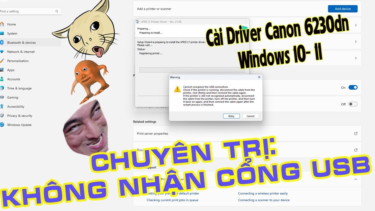 Khắc phục lỗi cannot recognize the usb connection check if the printer ...