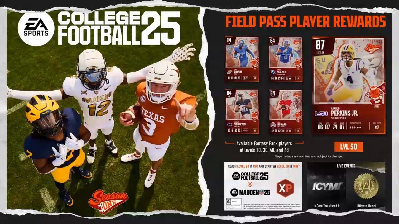 SEASON 1 FIELD PASS REWARDS AN PRE-ORDER BONUSES | CFB 25 ULTIMATE TEAM ...
