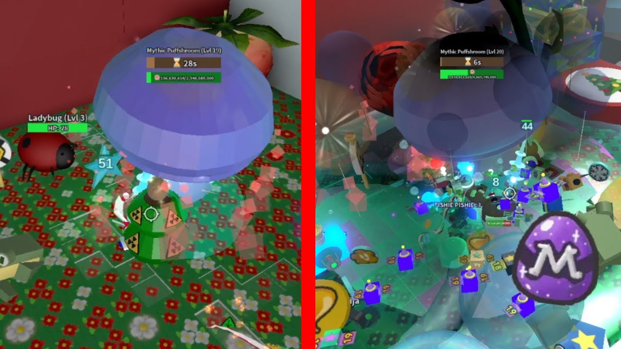 Blue hive vs Mythic Puffshroom | Bee swarm simulator - YouTube