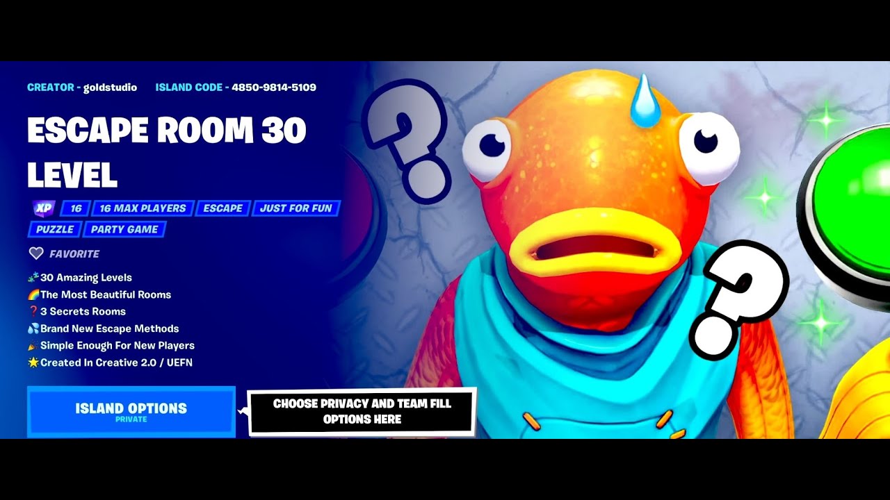 How YOU Can Complete Levels 1,2,3,4,5 in Fortnite ESCAPE ROOM 30 LEVEL ...
