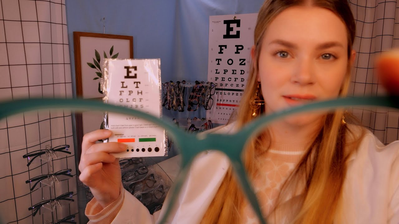 ASMR Optician Eye Exam & Glasses Fitting | Typing, Measuring Your ...