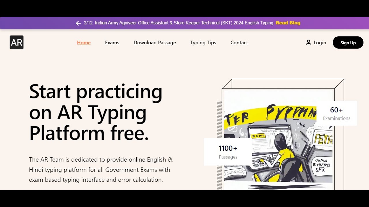 EMRS JSA English Typing AR Typing Platform for Government Exams - YouTube
