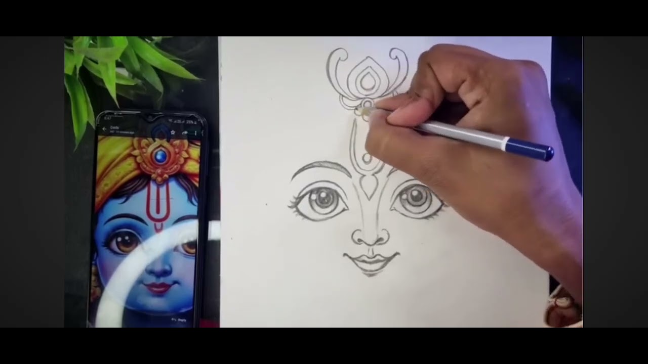 GOPAL JI DRAWING EASY/ CUTE LADDU GOPAL JI DRAWING PART 1 - YouTube