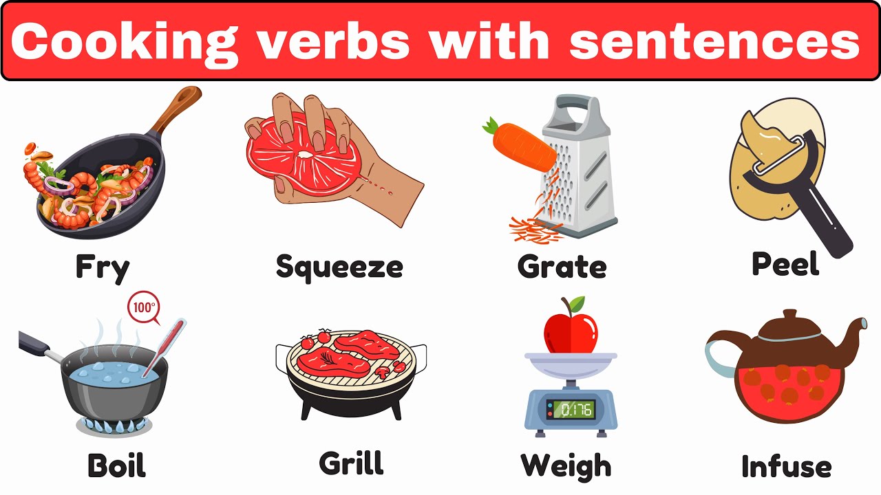 "50 Essential Cooking Verbs in English | Learn with Examples ...