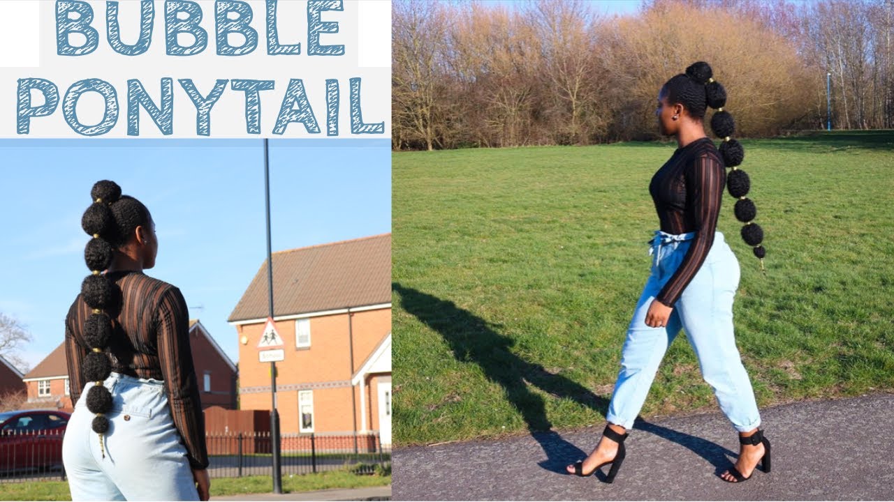 EASY DOPE BUBBLE PONYTAIL ON SHORT NATURAL HAIR| How to style natural ...