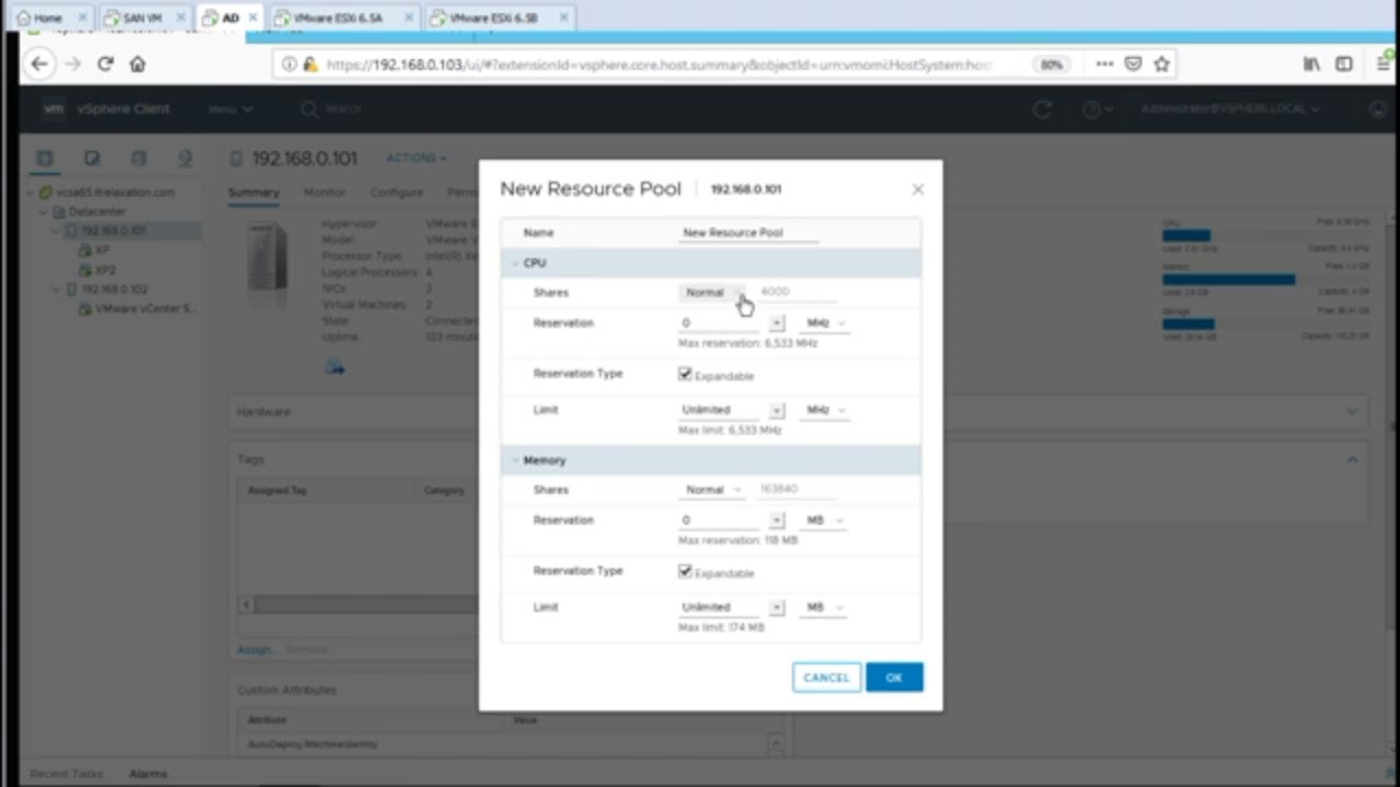 Configure New Resource Pool in VMware vSphere 6.5 - Part 15 - YouTube