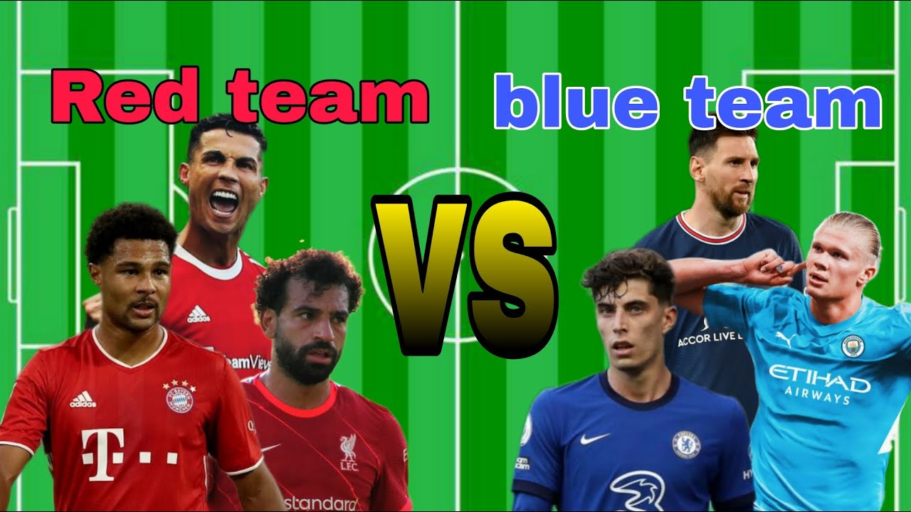 (Blue team vs red team) Ronaldo-Messi-Salah-Havertz-Haland-Ganberry ...