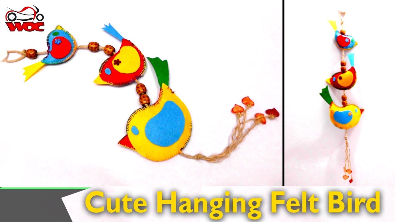 DIY Home Decor - How to Make a Cute Hanging Felt Bird Decoration - DIY ...