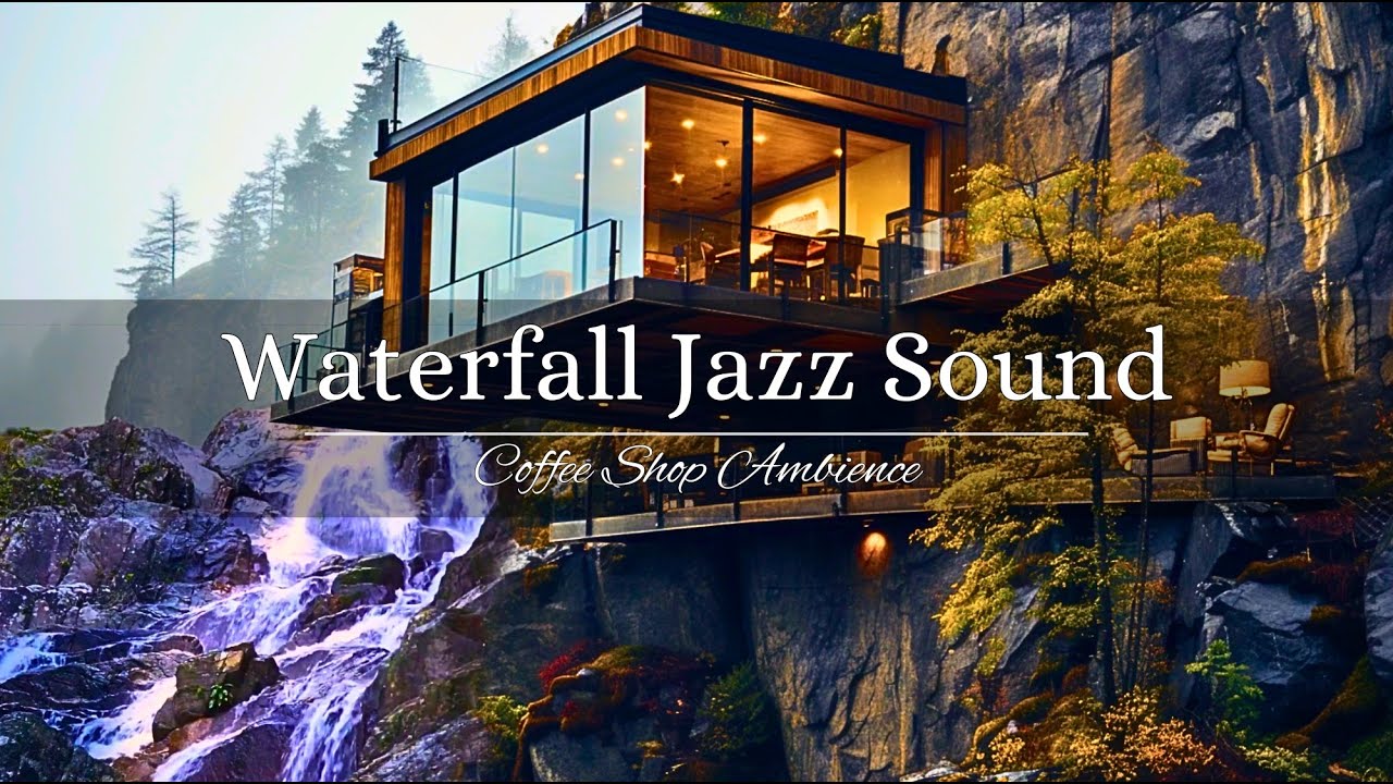 Cliff Cabin Jazz with your own Waterfall: Relaxing Jazz Music for Good ...