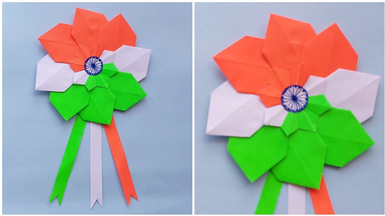 Easy Independence Day Badges/DIY/Making Tri Color Badges/Origami Paper ...