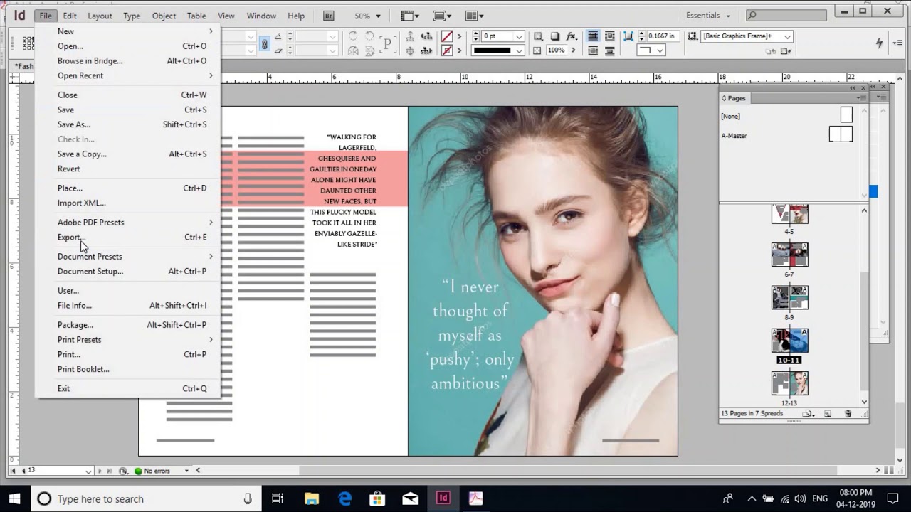 How to make spread page pdf in adobe indesign - YouTube