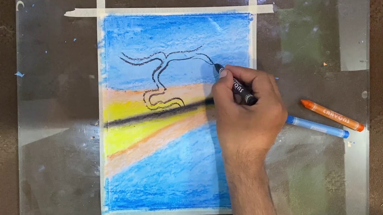How to make Reflection using crayons color - YouTube