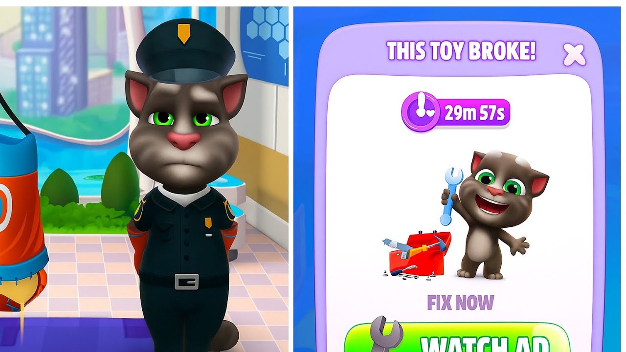 Oo Noo Tom’s Toy Broke!, Police Tom Can’t Fix This!#talkingtom - YouTube
